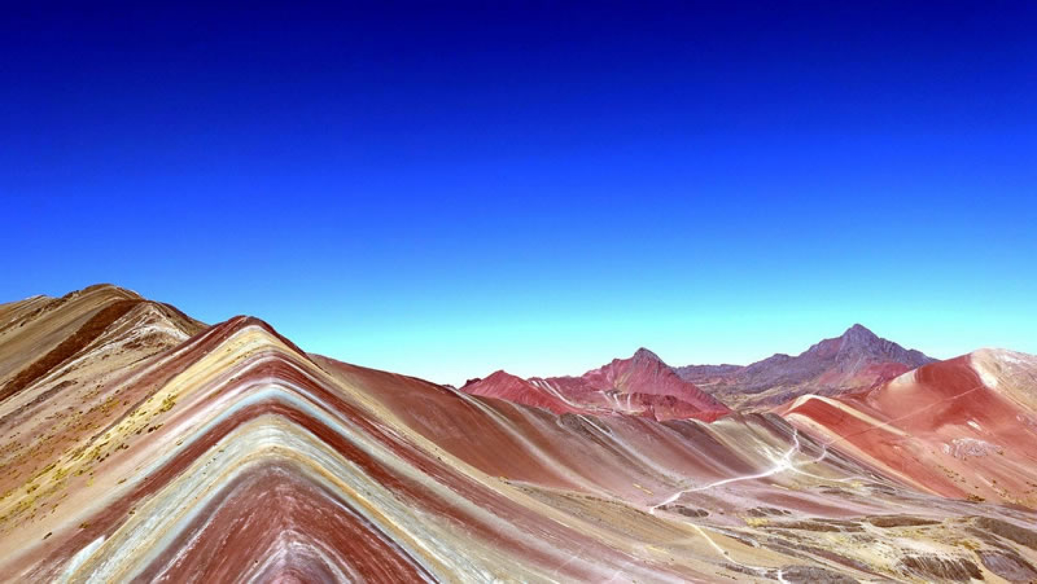 Vinicunca der 7 farbige Regenbogenberg auch Rainbow Mountain in Peru